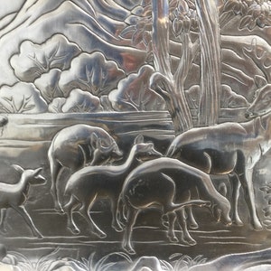 Vintage 1982 Arthur Court Elk Herd Oblong Tray ~ 24 1/2" Aluminum ...