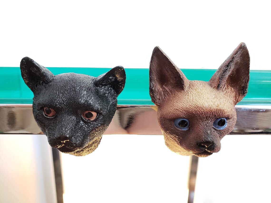 Cat Head Magnets / Pair Of Chris Thomas Feline Magnets / | Etsy