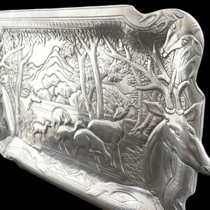 Vintage 1982 Arthur Court Elk Herd Oblong Tray ~ 24 1/2" Aluminum ...