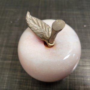 Stone & Brass Apple Paperweight / Alabaster Marble Paperweight / Home ...