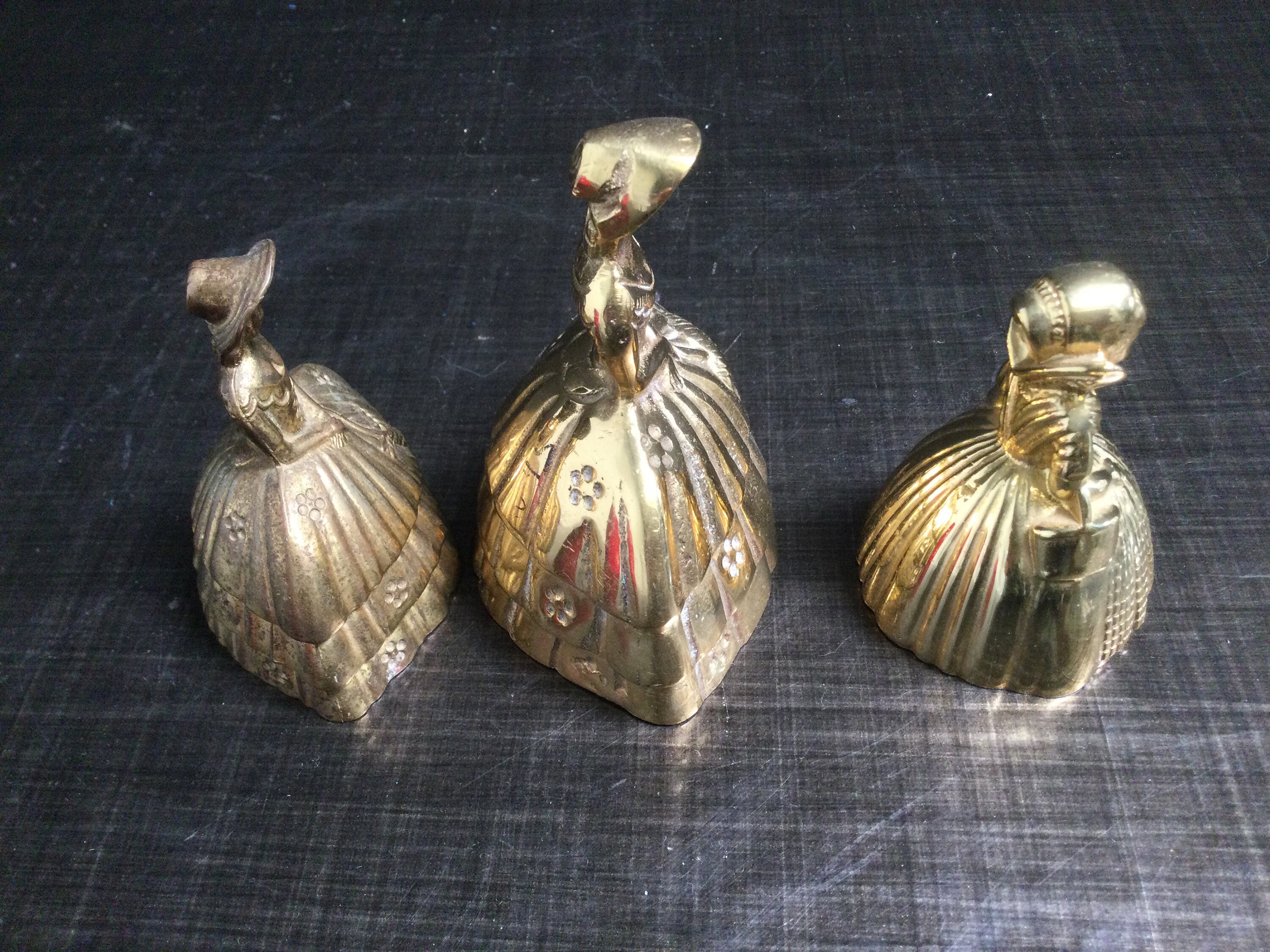 Brass Victorian Belles Bells Set of 3 ~ Women Wearing Hoop Skirts ...