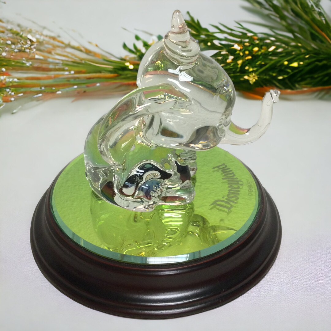 Disney Dumbo Blown Glass Figurine on Mirrored Wood Base Collectible ...