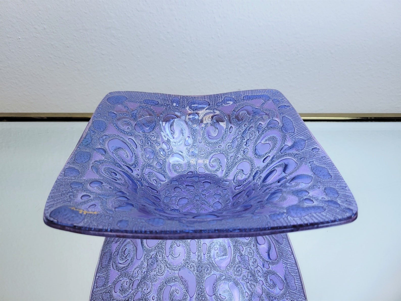 Higgins Art Glass Square Bowl / Mid Century Modern Glass / - Etsy