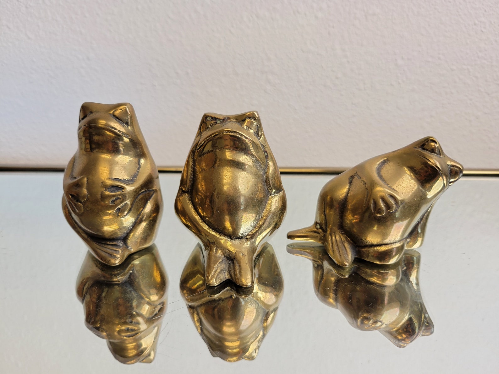 Brass Frog Sculpture Figurines Paperweights Set of 3 / - Etsy