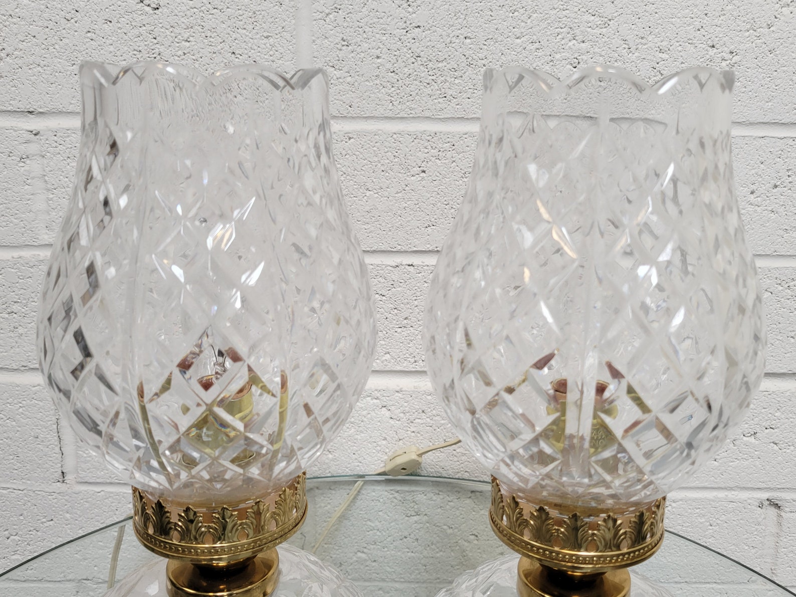 Waterford Crystal Tulip Hurricane Lamps Pair Cut Glass - Etsy