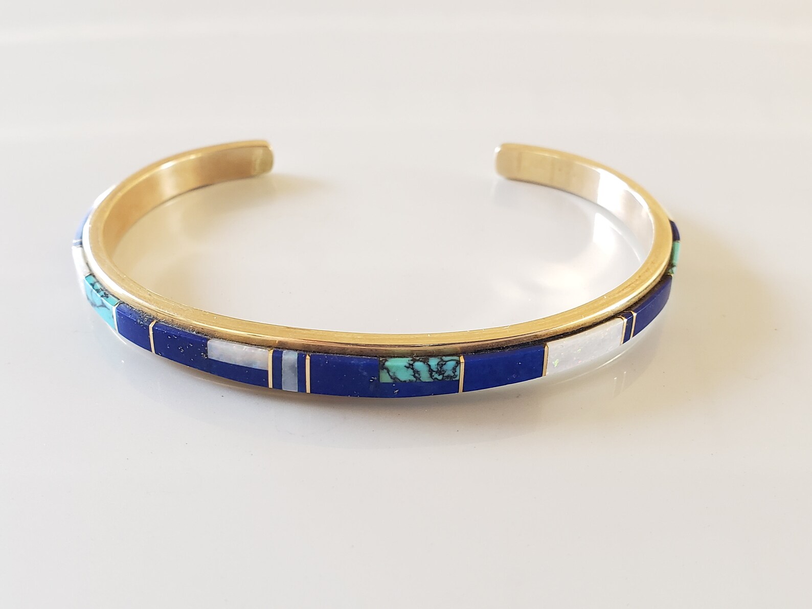 Wilbur Musket 14K Gold Gemstone Cuff Bracelet / Navajo Gold | Etsy