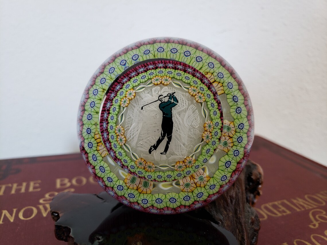 Perthshire Glass Paperweight Golfer Golfing / Scottish Art - Etsy