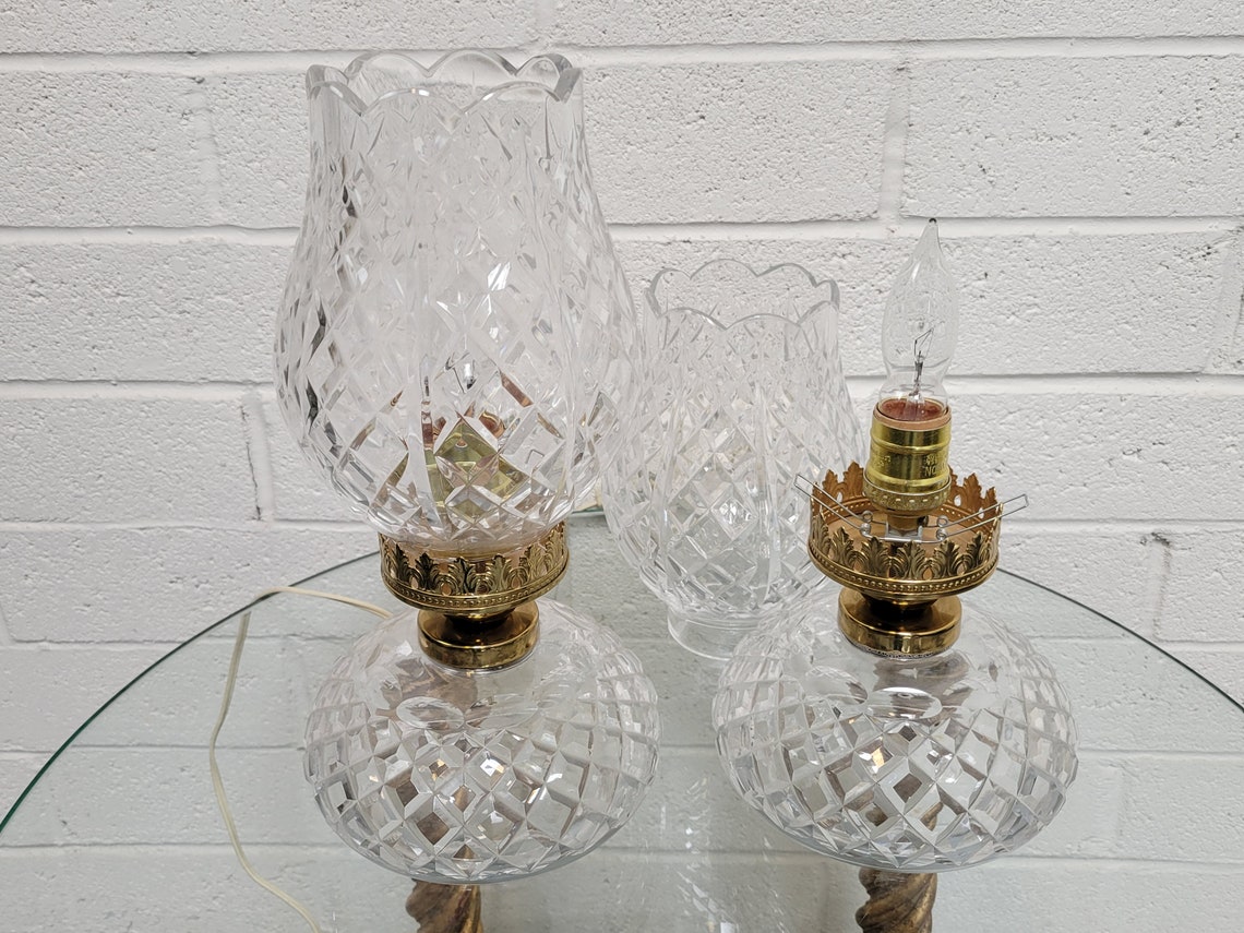 Waterford Crystal Tulip Hurricane Lamps Pair Cut Glass - Etsy