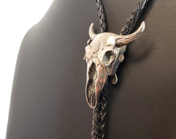 Buffalo Skull Bolo Tie / Sterling Silver Skull Bolo Tie / Native ...