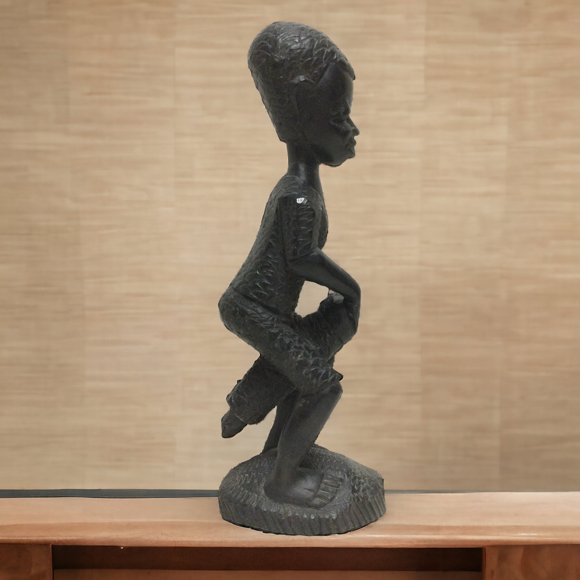 Hand Carved African Figurines Pair ~ 9" Carved Wood African Tribal ...