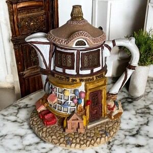 Hometown Teapot Cottages Figurines Set of 4 ~ Vintage Cottagecore Resin ...