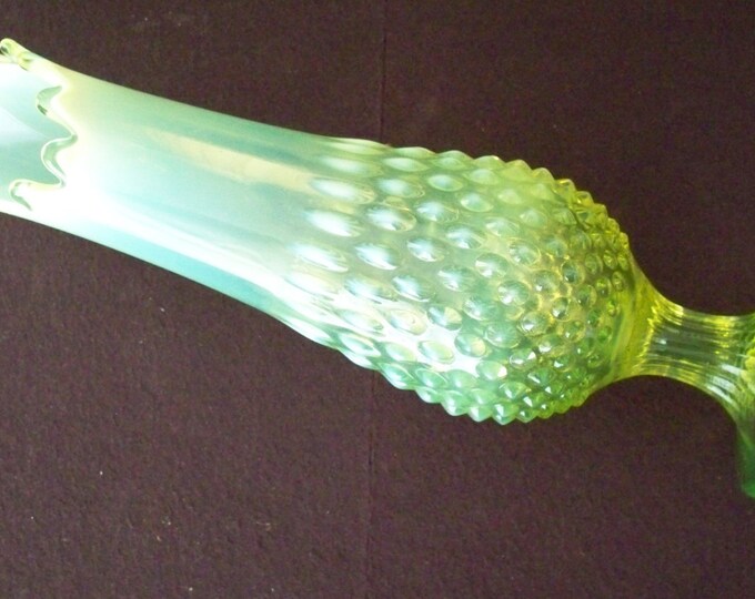 Fenton Topaz Opalescent Swung Vase Vaseline Glass Hobnail Swung Vase ...
