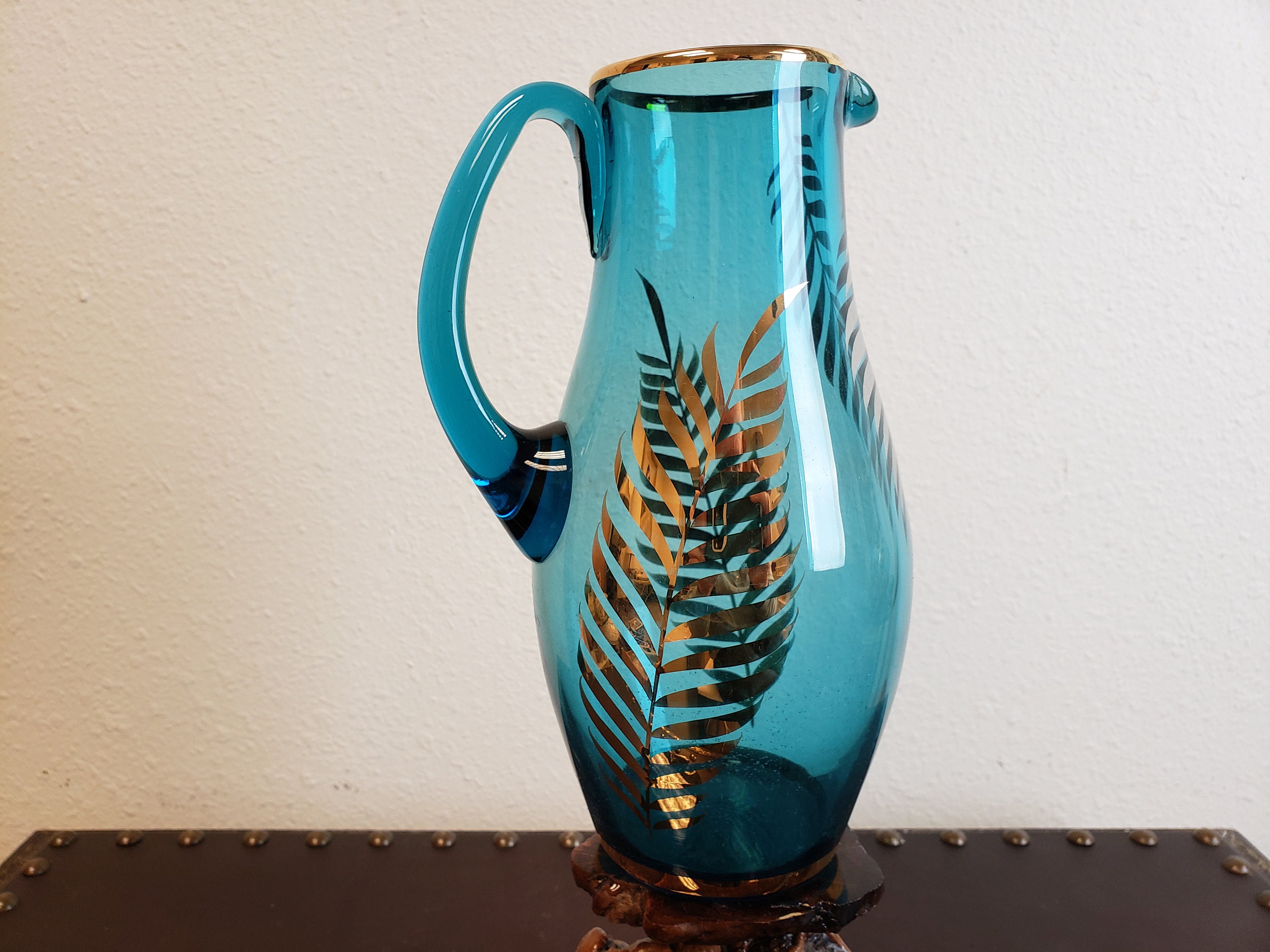 Vase with Fern Motif Stoneware Decorative Jug Gorgeous Artist Hand ...