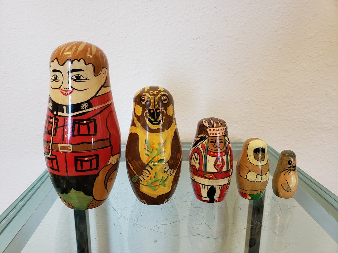 Alaskan Nesting Dolls / 5 Piece Russian Matryoshka / Park Ranger Eskimo ...
