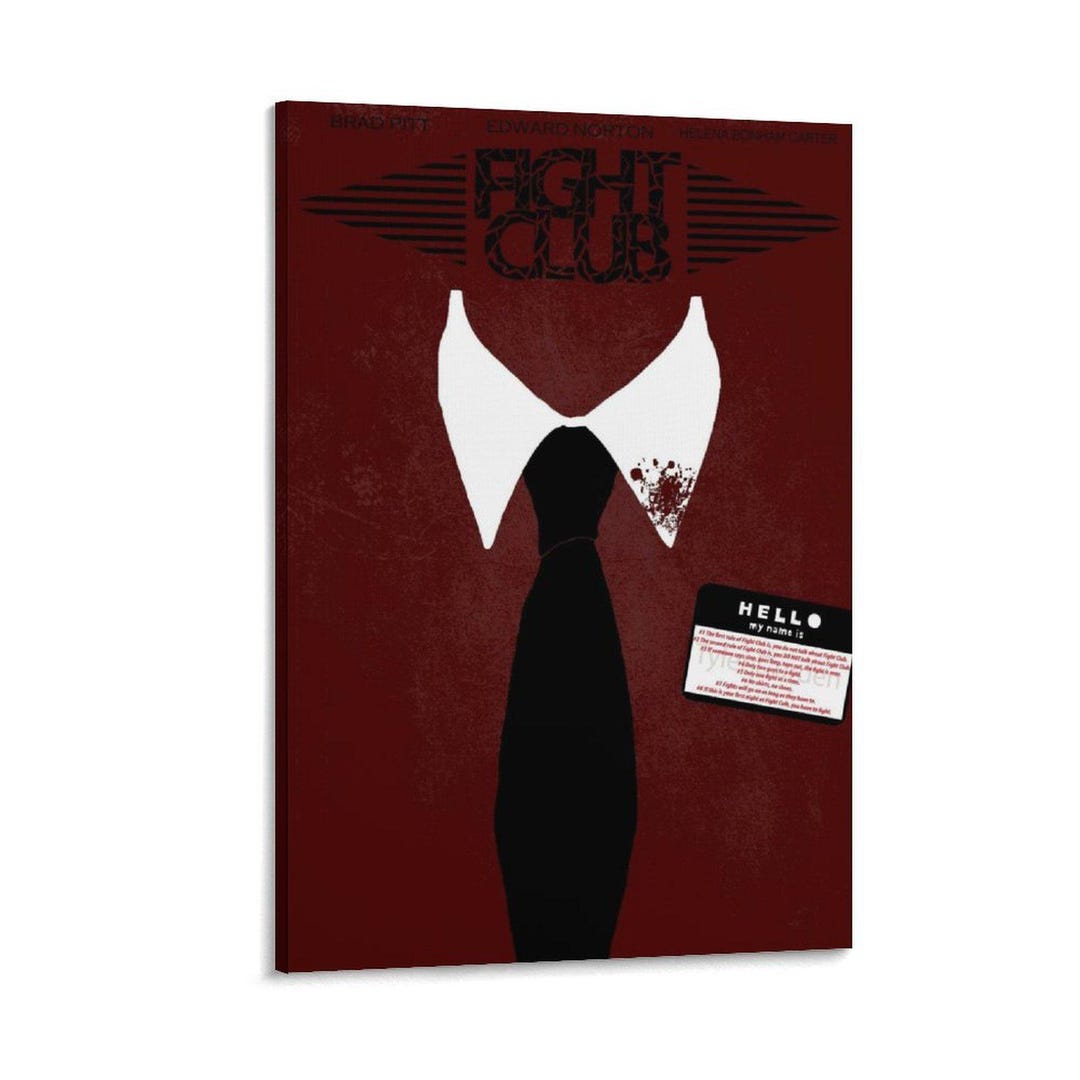 Fight Club Minimalist Poster Tie Name Tag Design Burgundy Grunge Style ...