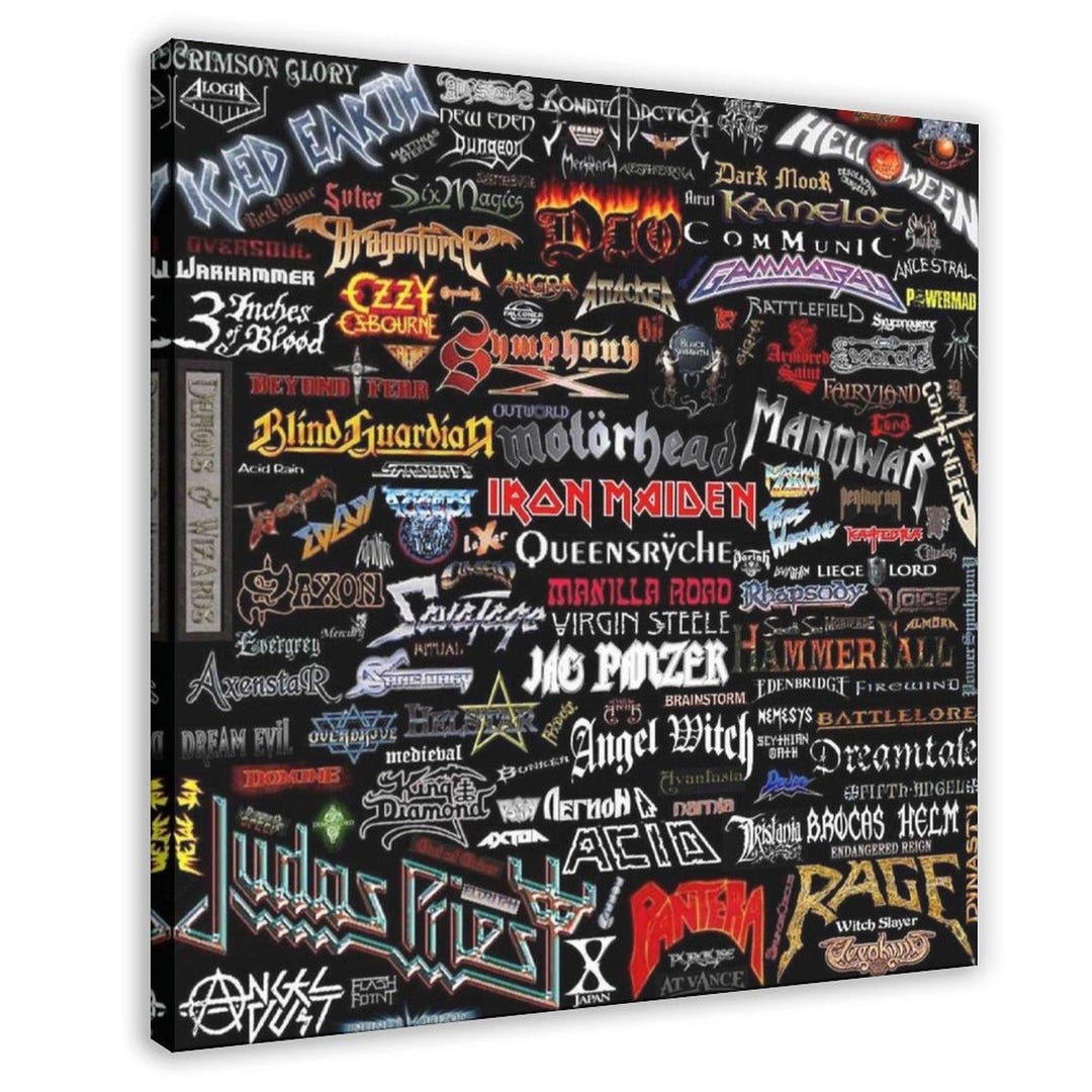 Heavy Metal Band Logos Collage, Classic Rock Canvas Wall Decor - Etsy