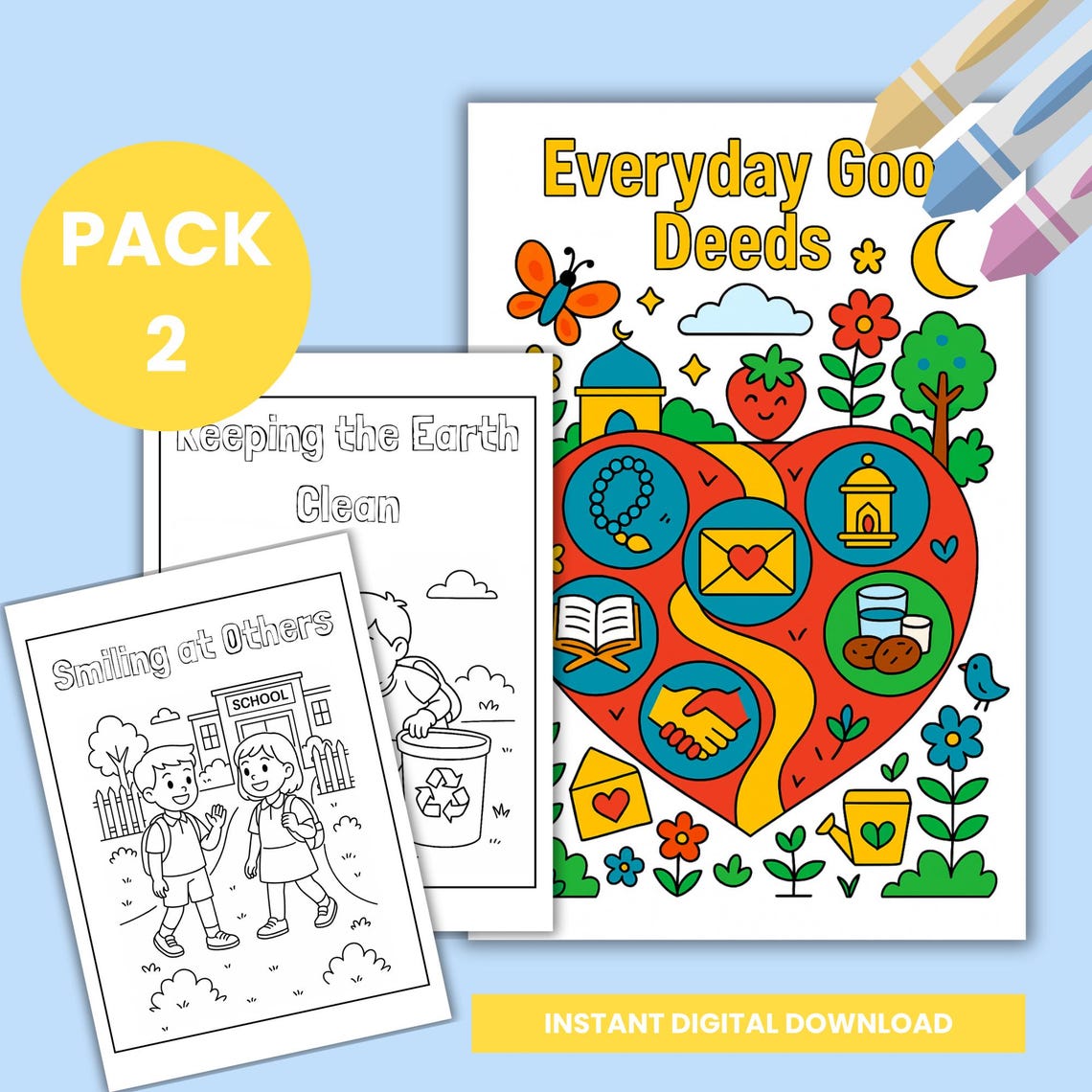 Islamic Good Deeds Colouring Pages for Kids | 12 Pages, Everyday ...