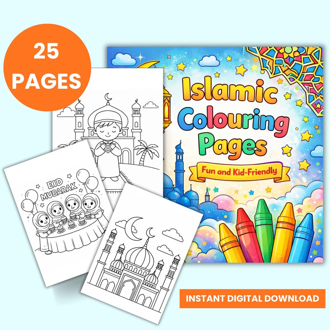 Islamic Interactive Coloring Pages for Kids | 25 Printable Muslim ...