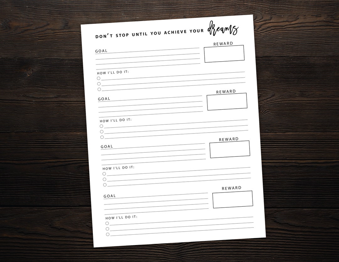 Reach You Goals // Printable Goal Planning Page // 8.5 X 11 PDF Digital ...