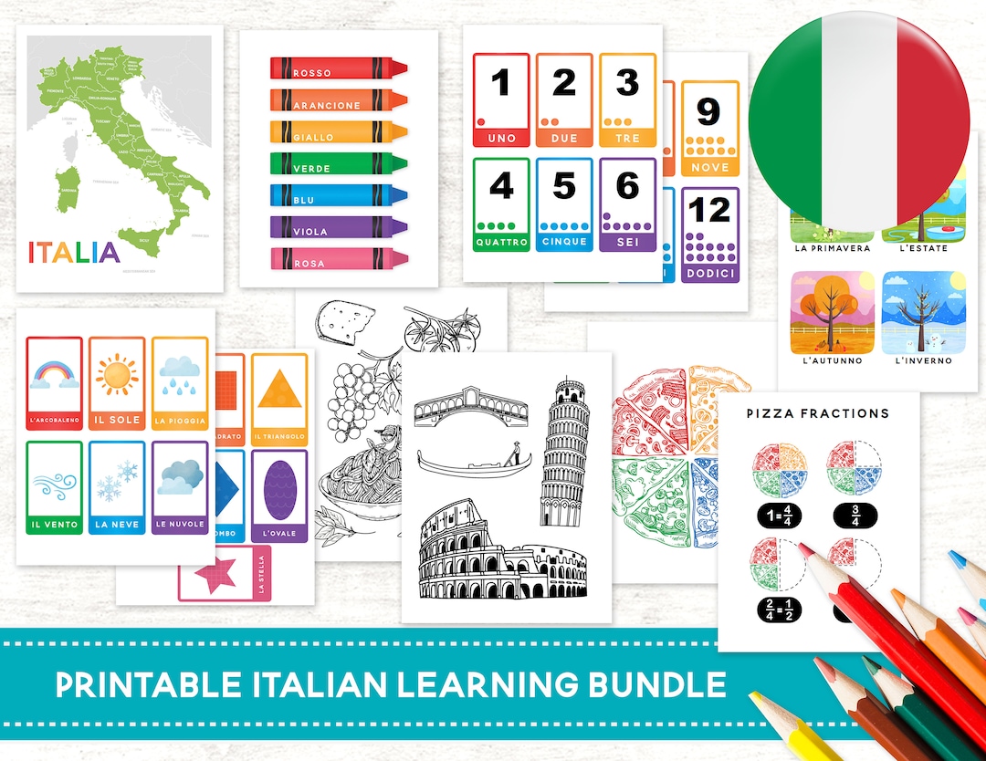 Italian Learning Kids Bundle // Italy Vacation Printable for Kids ...