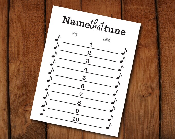 Name That Tune Printable Party Game- Instant Download - Music - Adult ...