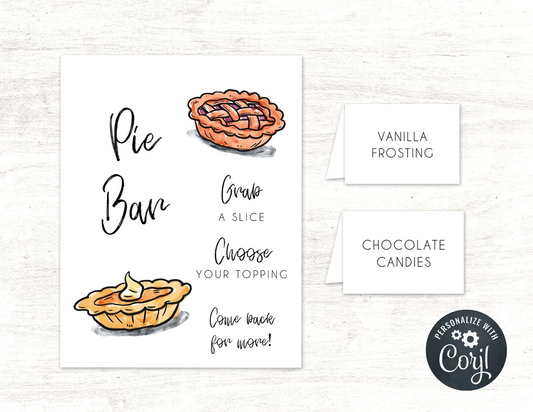 Pie Bar Thanksgiving Editable Sign and Tent Card Printable //holiday ...