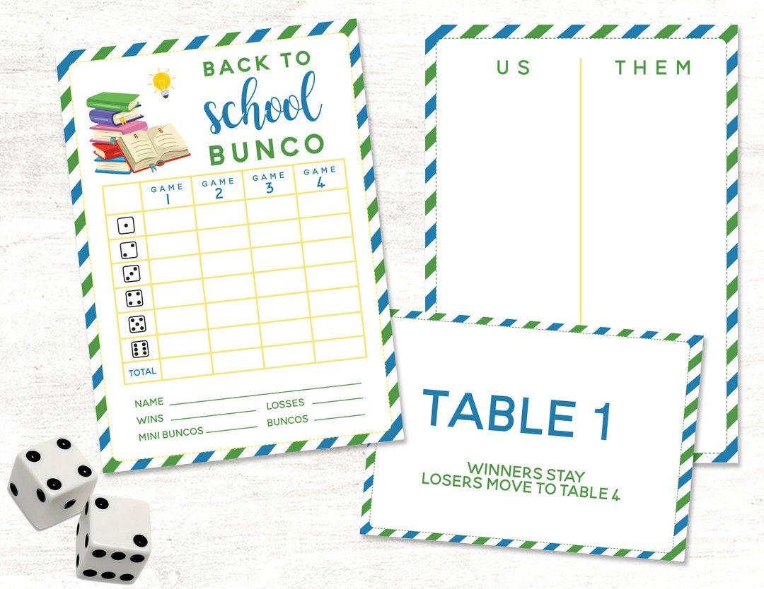 Back to School Bunco Score Card // August September Bunco // 2 - Etsy