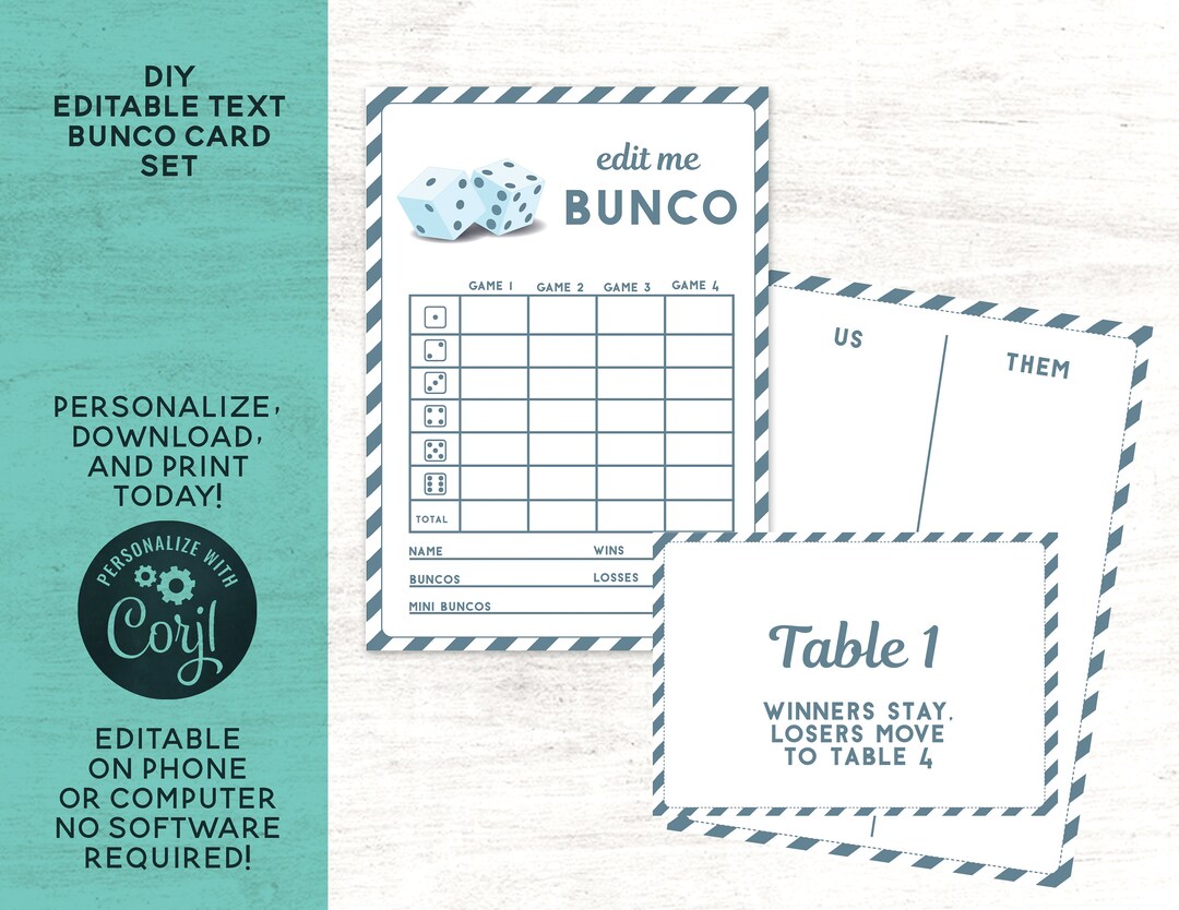 Editable Bunco Score Card Template// DIY Custom Bunco Card - Etsy