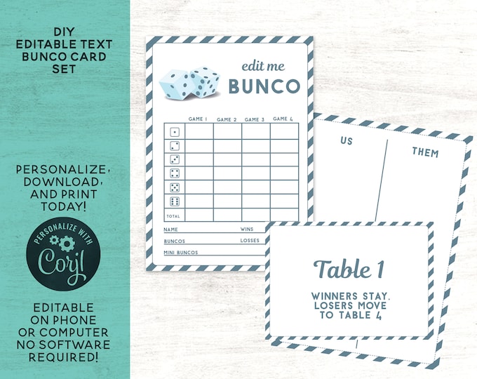Editable Bunco Score Card Template// DIY Custom Bunco Card - Etsy