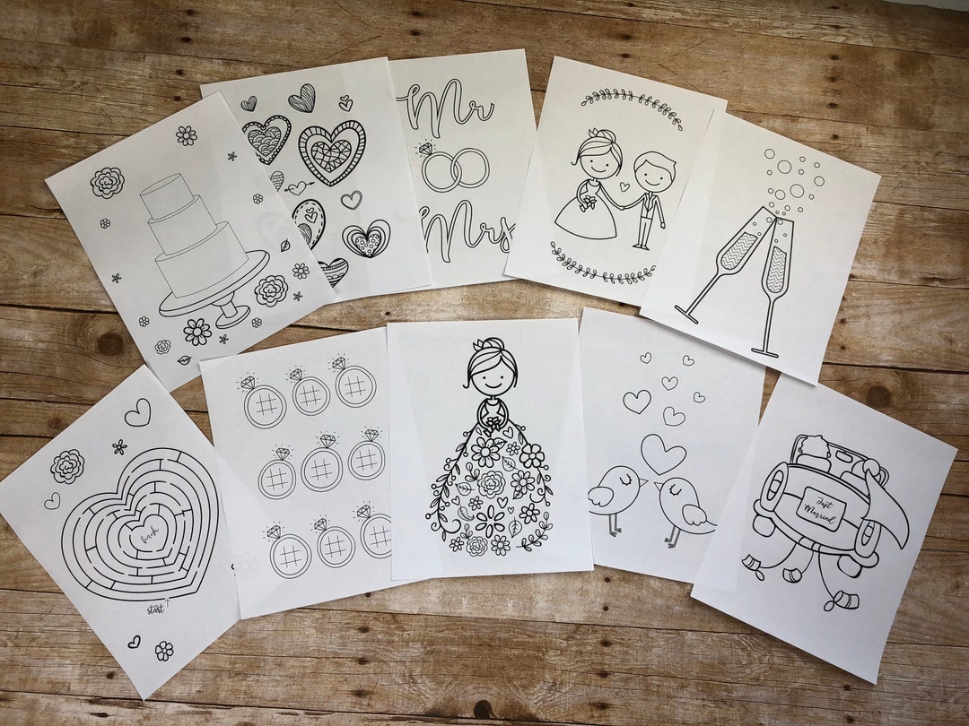 Printable Wedding Bridal Shower Coloring Pages // Kids Coloring Wedding ...