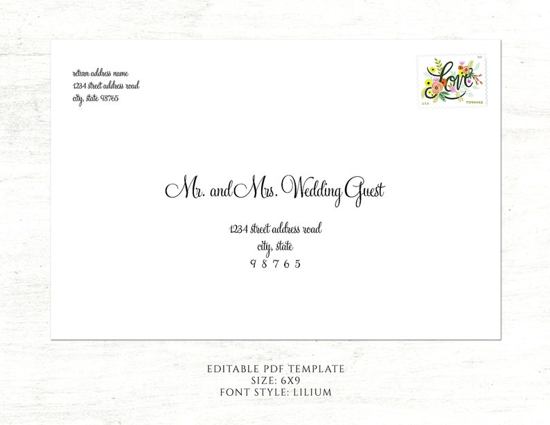 6x9 Envelope Template Lilium Editable PDF DIY Printable Etsy