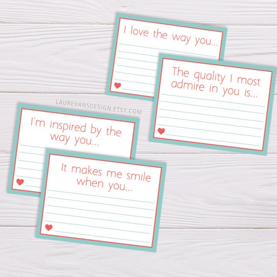 Valentine's Printable Affirmation Cards // Love Notes // | Etsy
