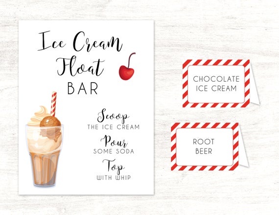 Ice Cream Float Bar Editable Sign and Tag Printable // Bridal - Etsy