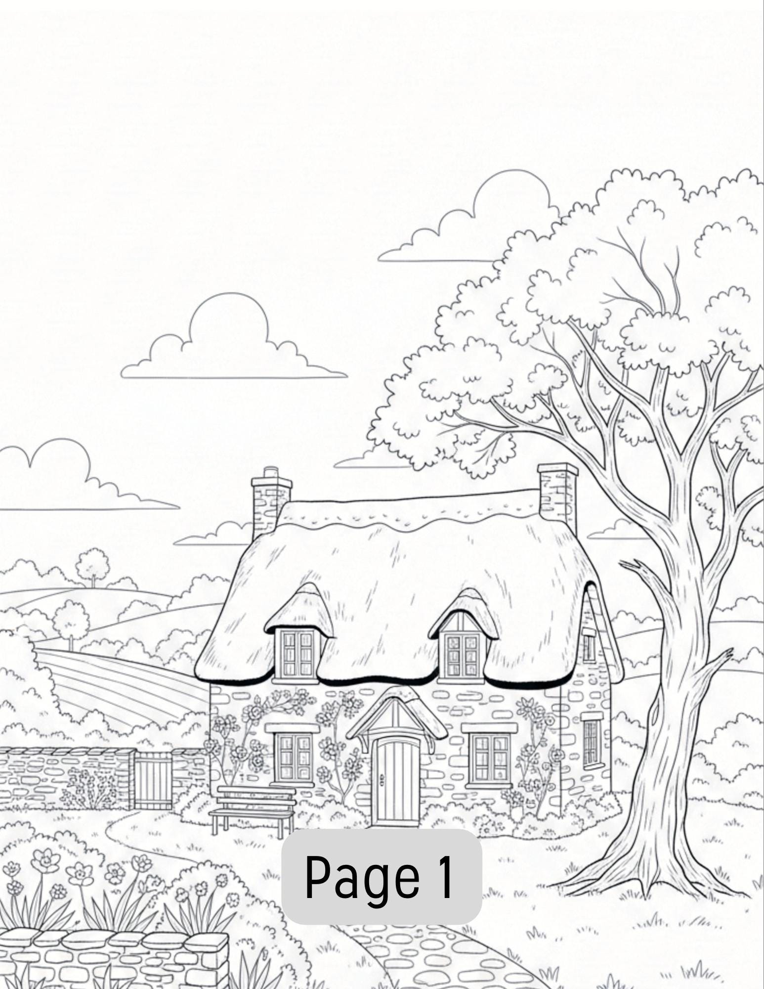 Cottage Coloring Book Pages for Adults — Cozy Cottagecore Home ...