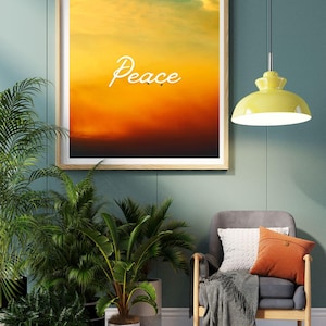 Peace Wall Art Printable, Minimal Sunset Quote Art, Calm Nature Poster ...