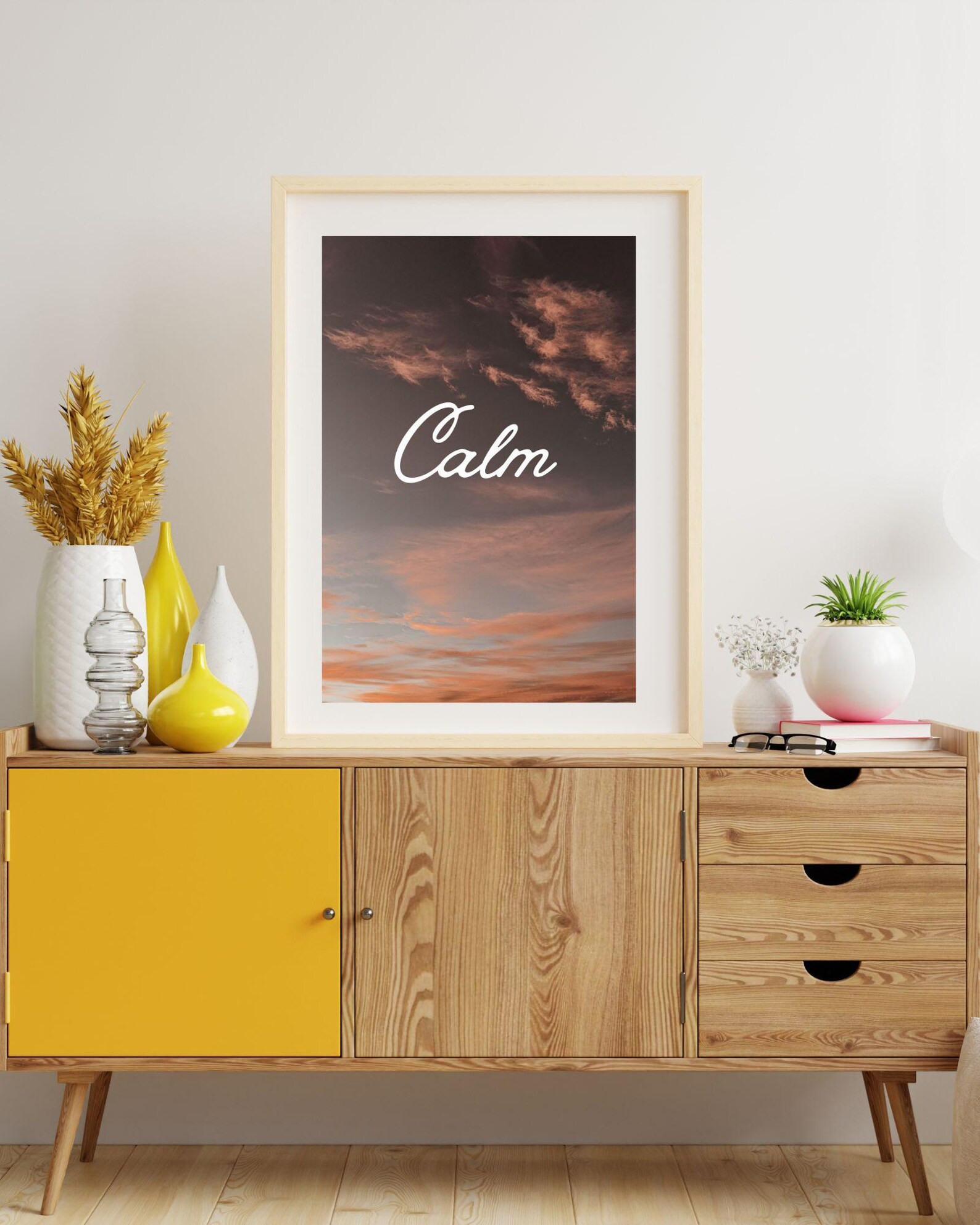 Calm Wall Art Printable, Minimal Sunset Quote, Neutral Nature Wall ...