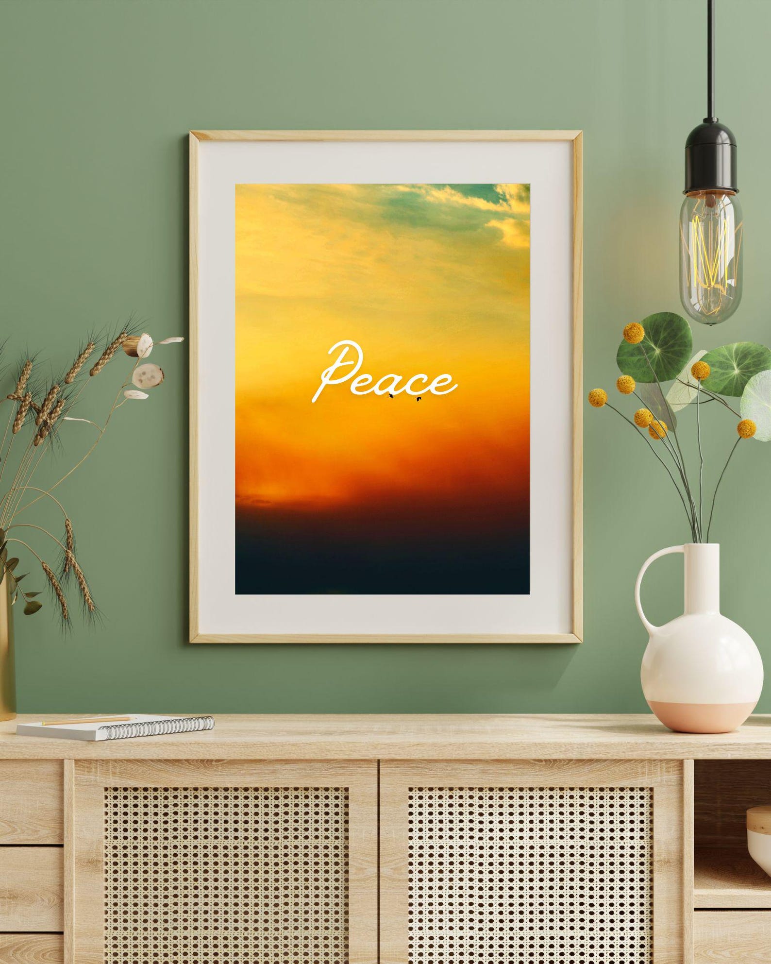 Peace Wall Art Printable, Minimal Sunset Quote Art, Calm Nature Poster ...