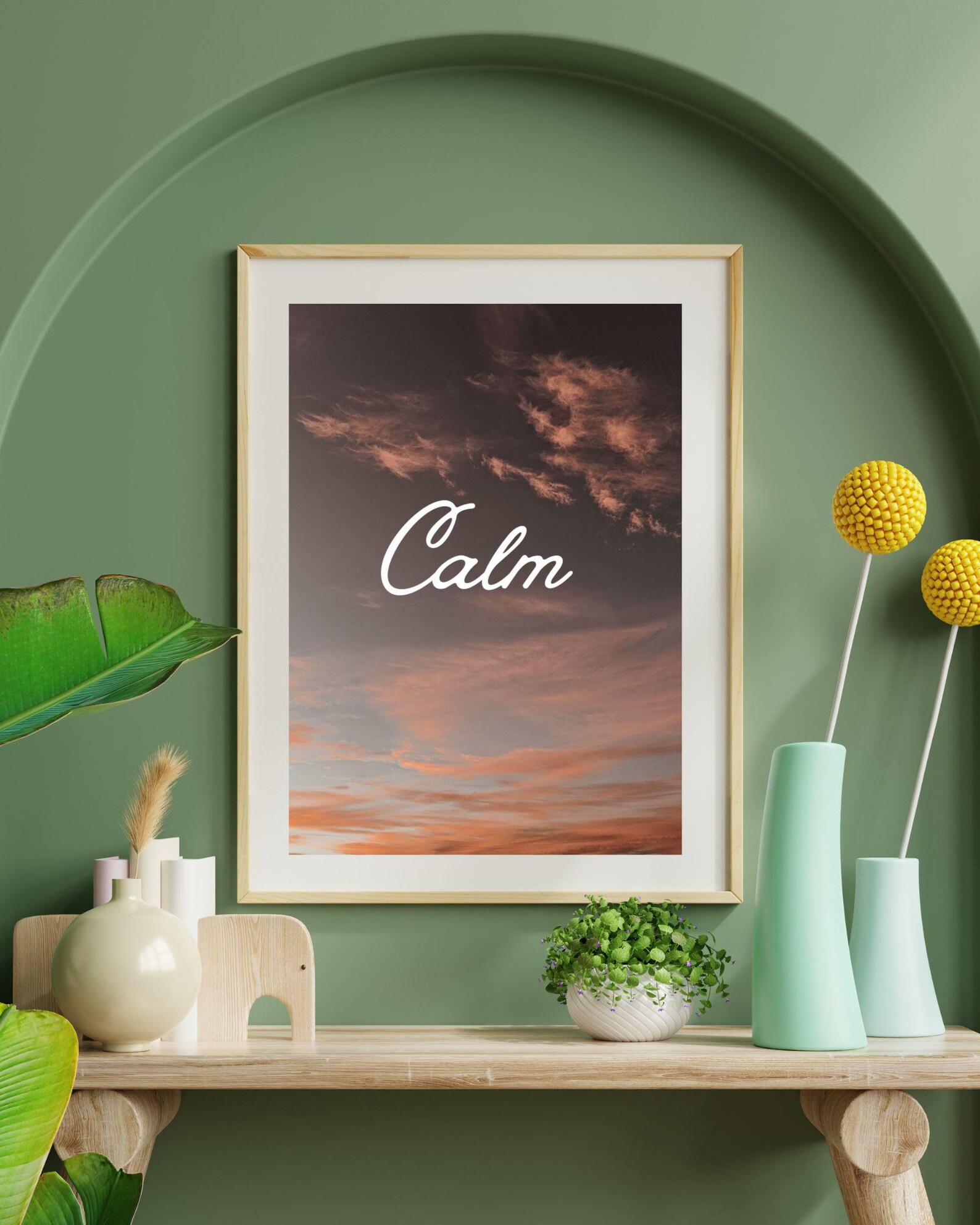Calm Wall Art Printable, Minimal Sunset Quote, Neutral Nature Wall ...