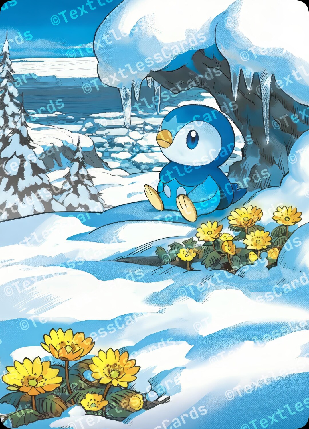 Piplup Textless Card Borderless | Phantasmal Flames 098/094 | Pokemon ...