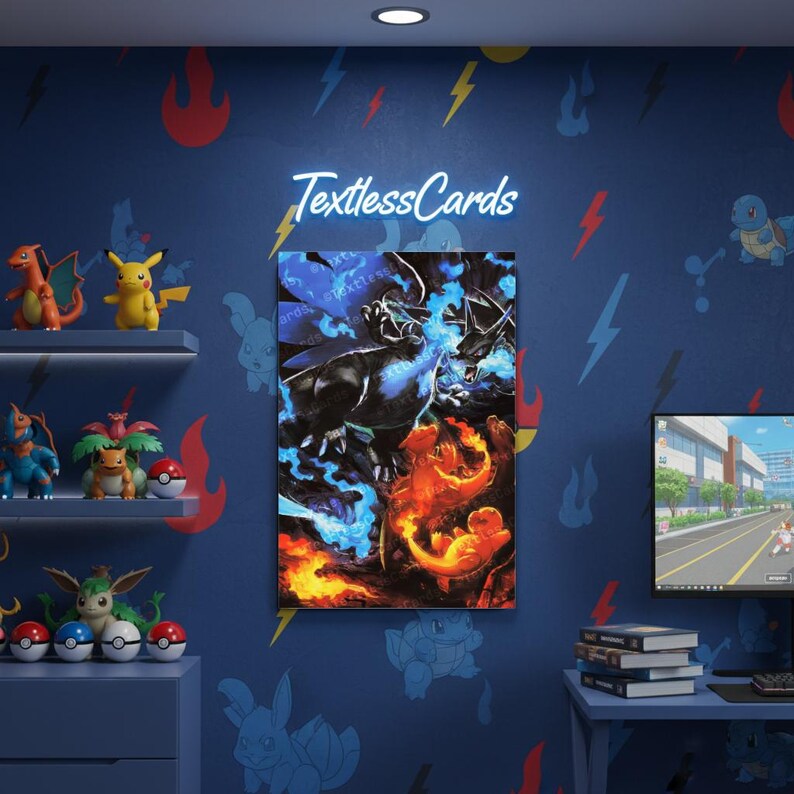 Mega Charizard X Ex Textless Card Borderless | Phantasmal Flames 125/ ...