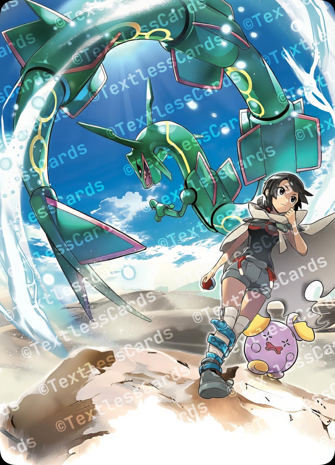 Rayquaza V Textless Card Borderless | Evolving Skies 194/203 | Pokemon ...