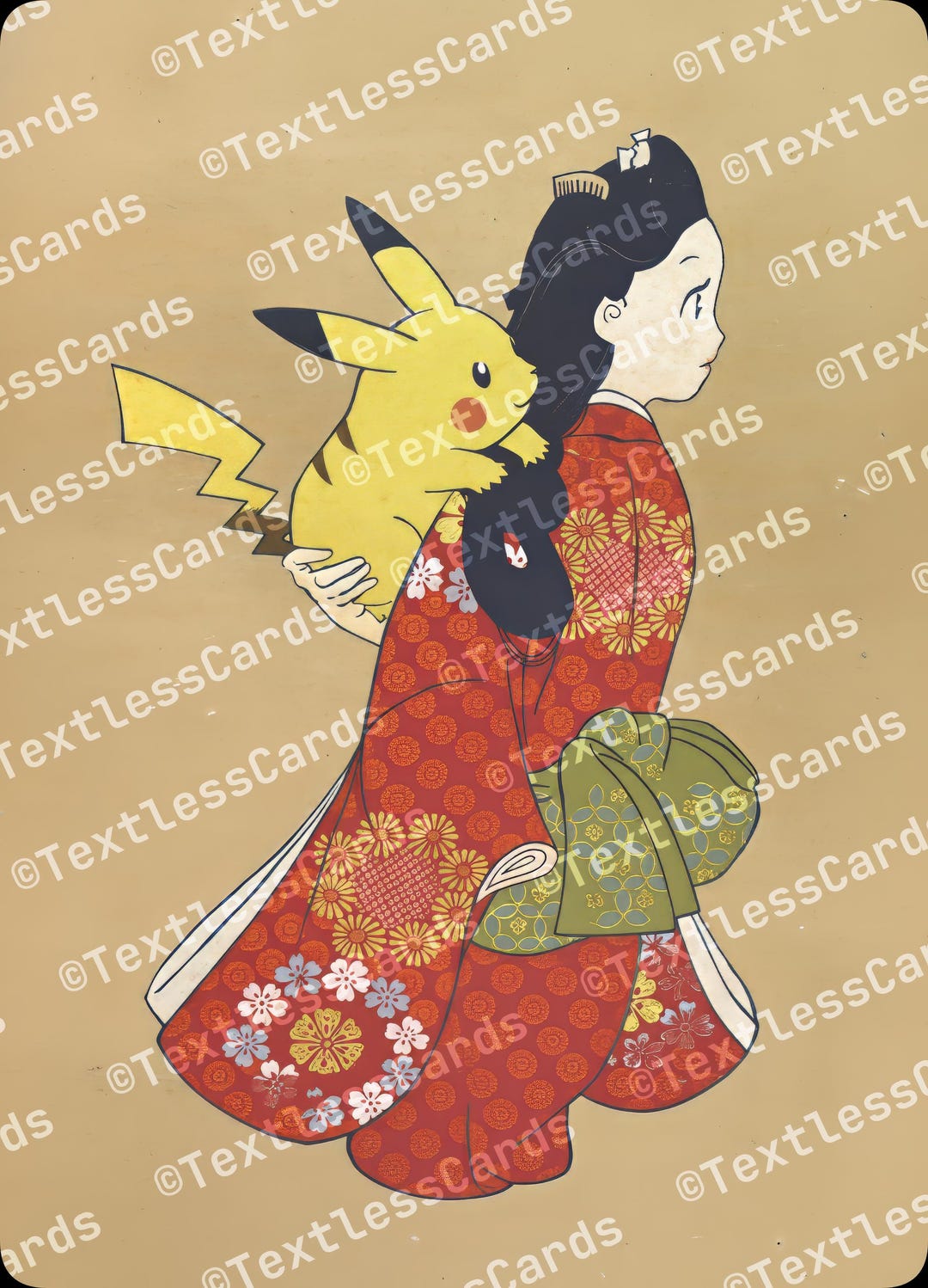 Pikachu Textless Card Borderless | Pokemon Stamp Box 227/S-P | Pokemon ...