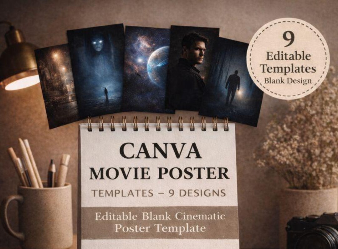 Canva Movie Poster Template | 9 Editable Blank Cinematic Posters | DIY ...