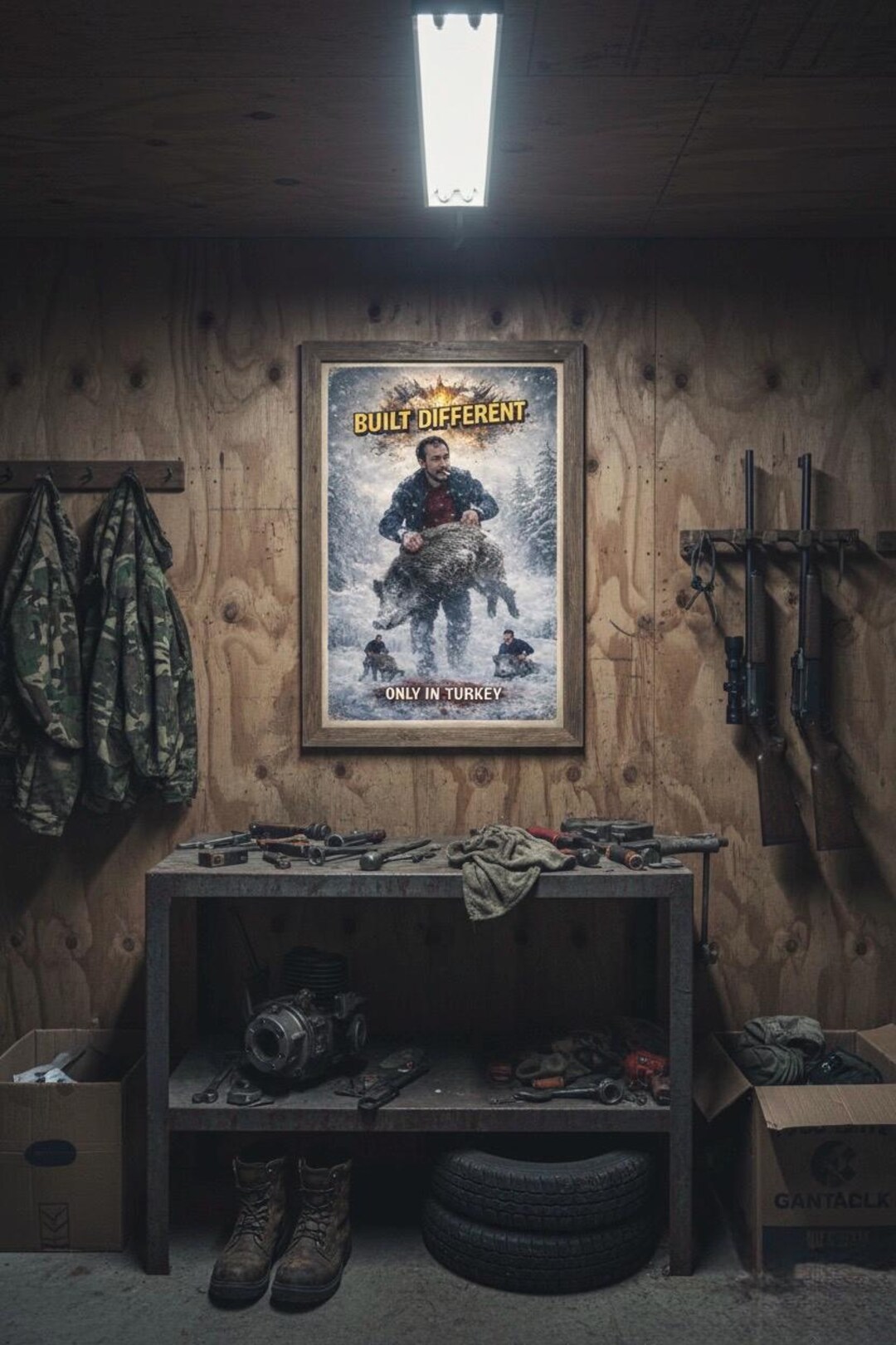 Rugged Winter Poster, Built Different Wall Art, Masculine Home Decor ...