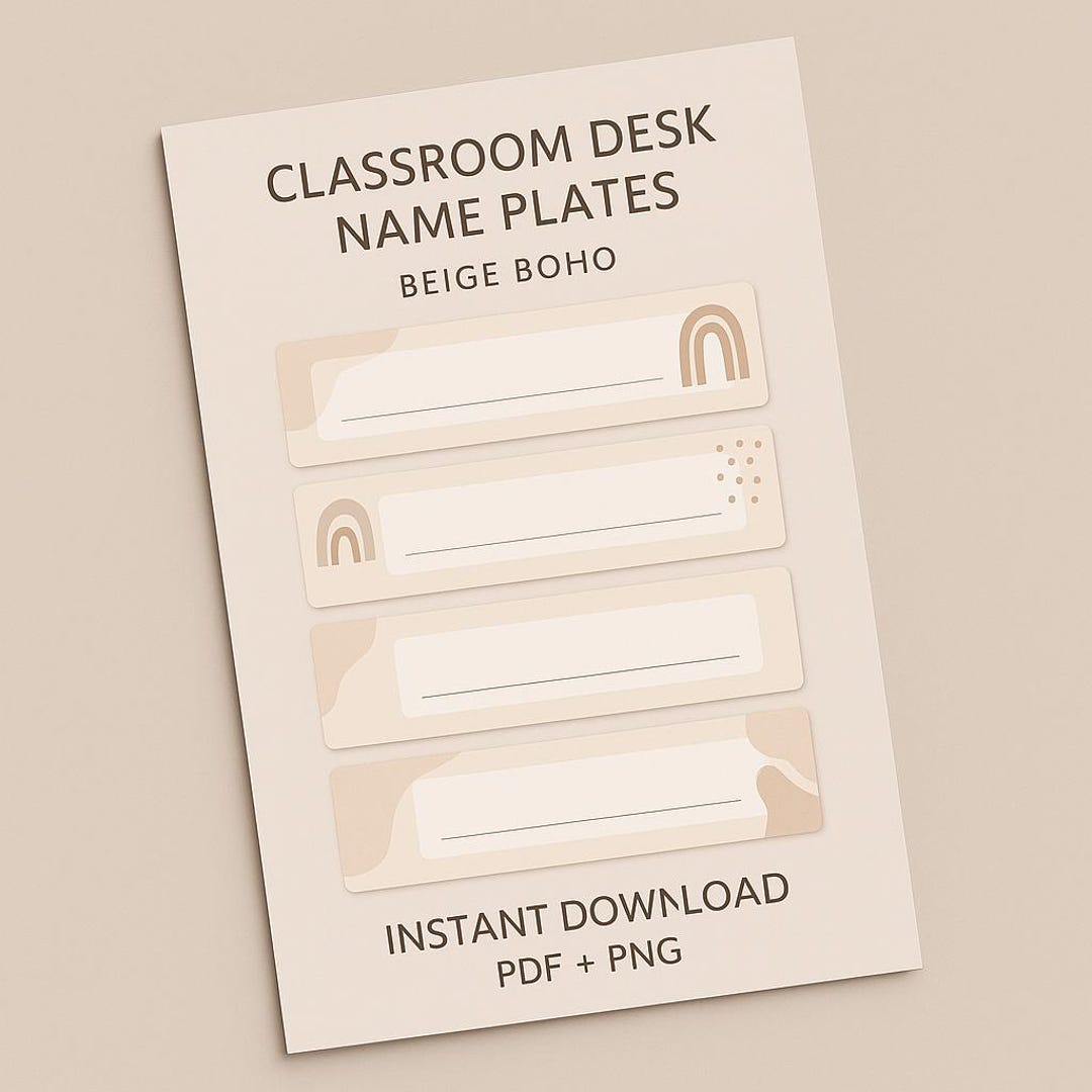 Editable Desk Name Plates | Neutral Boho Classroom Labels | Teacher ...