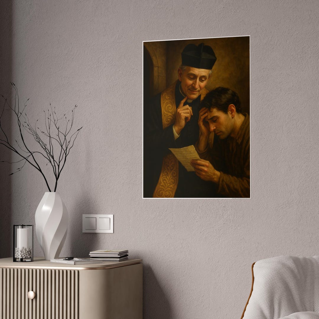 Confession Scene Gloss Poster | Religious Art Print, Catholic Wall Art ...