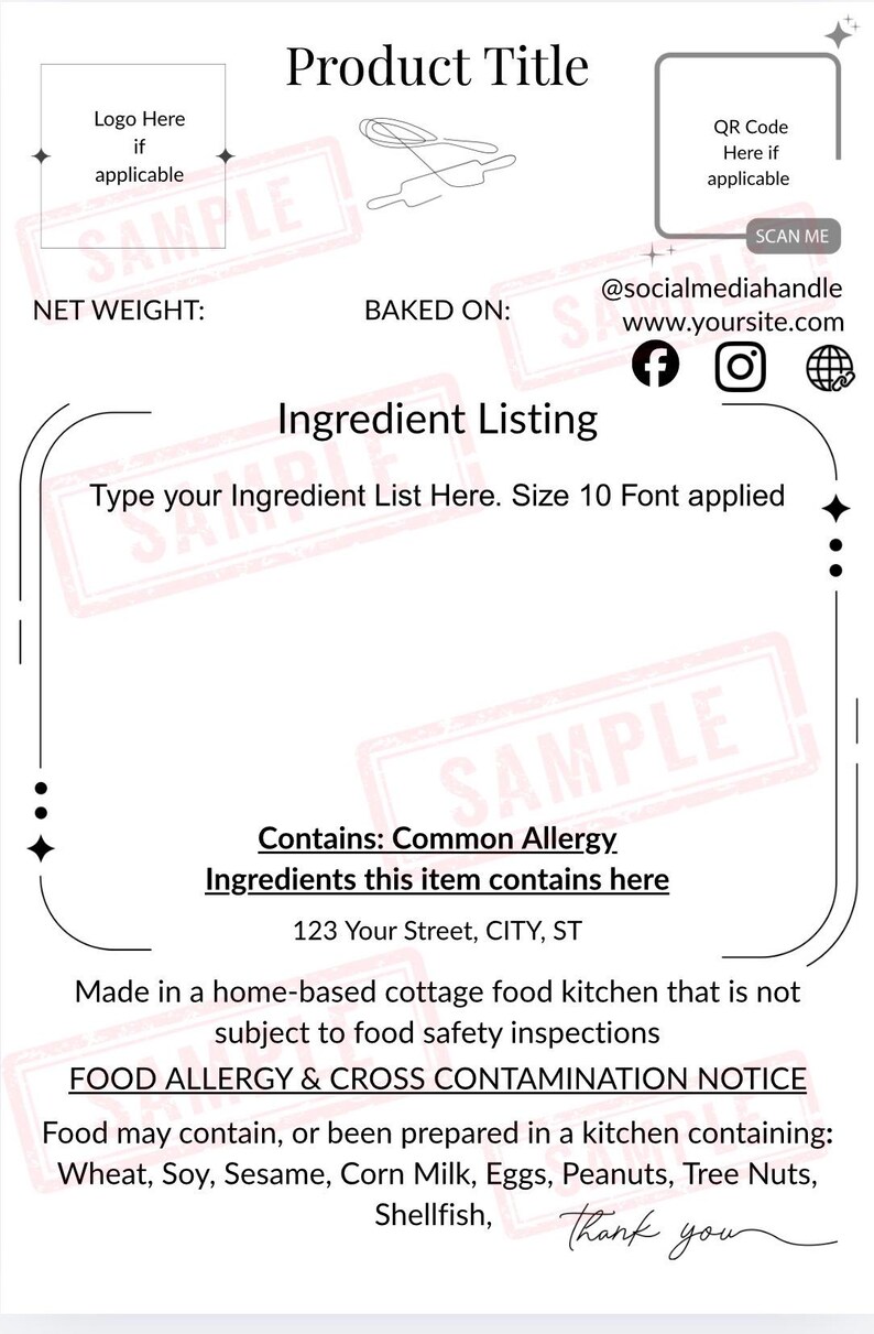 Bakery Label Templates - Etsy