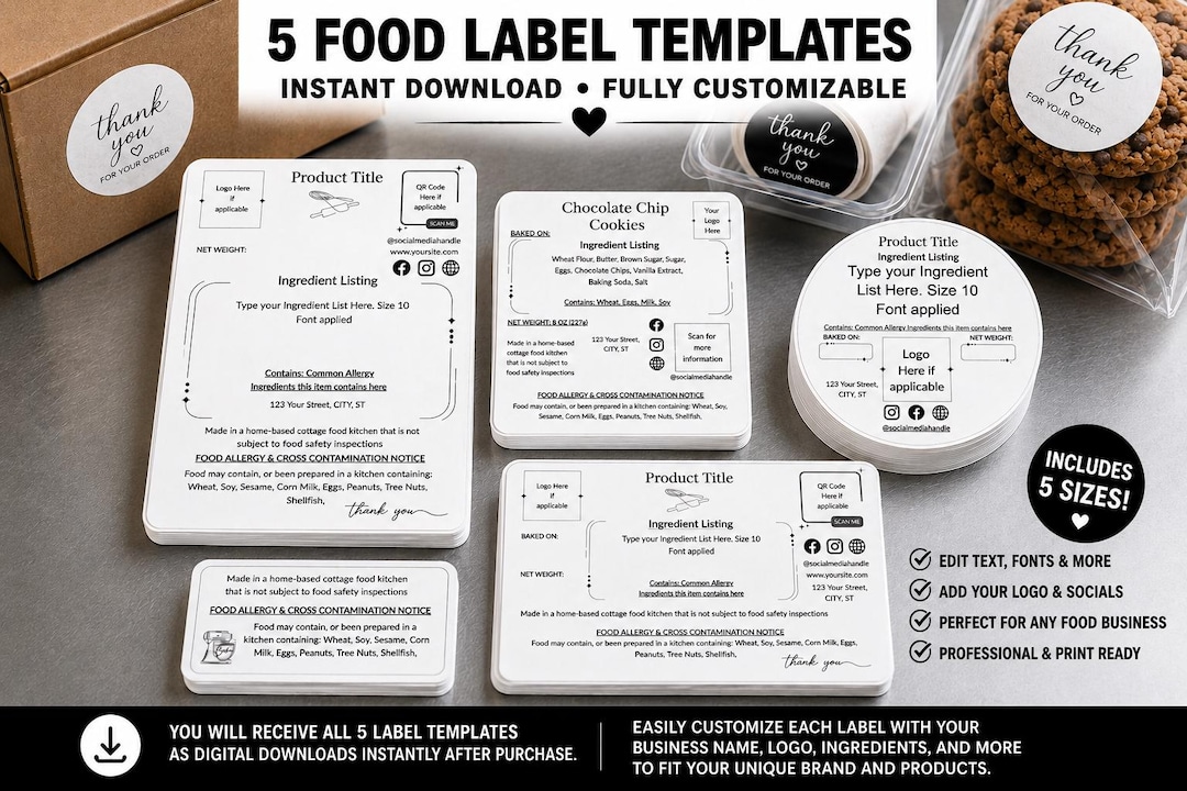Bakery Label Templates - Etsy