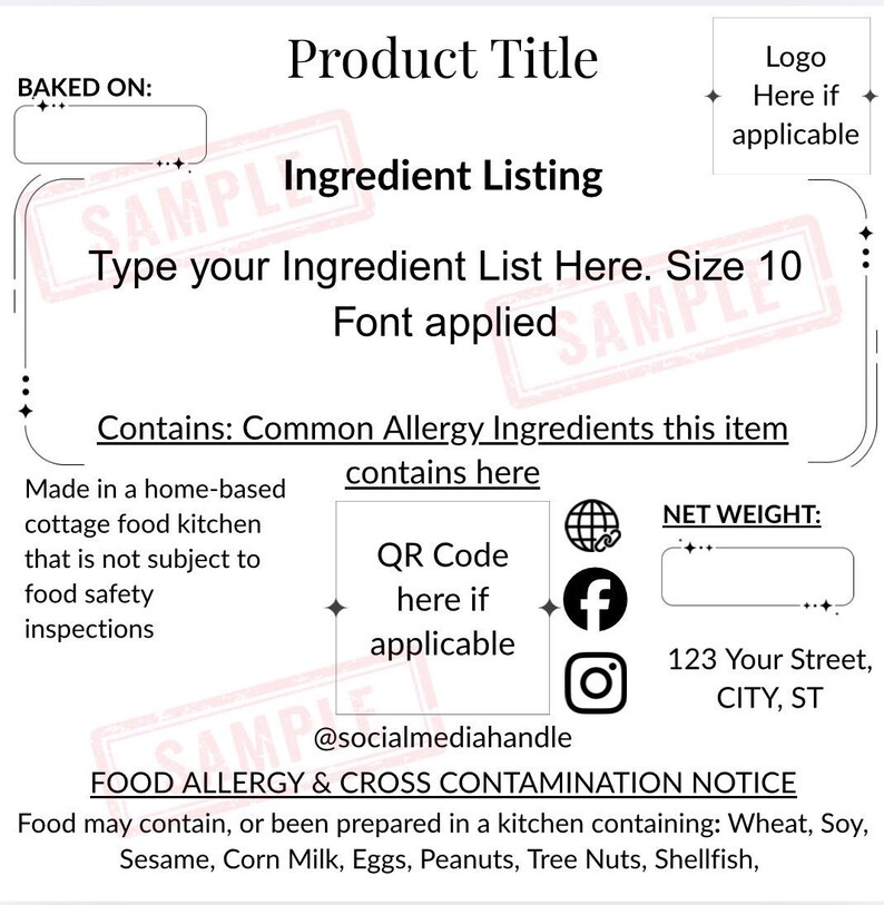 Bakery Label Templates - Etsy