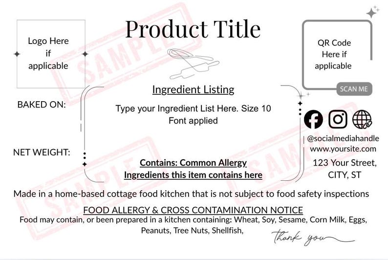 Bakery Label Templates - Etsy